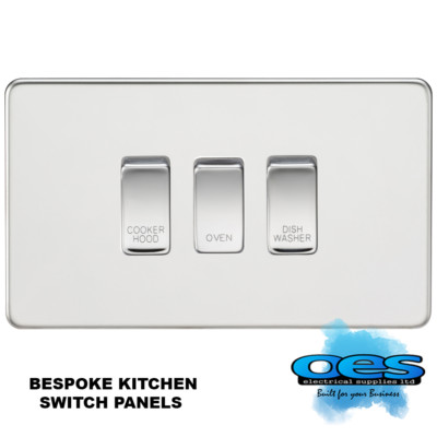 BESPOKE 3 GANG GRIDSWITCH KITCHEN SWITCH PANEL POLISHED CHROME ...