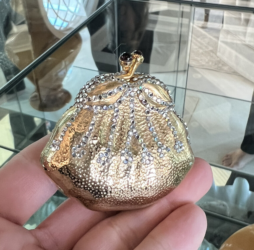 JUDITH LEIBER Strawberry Chatelaine SWAROVSKI CRYSTAL PILLBOX BOX RING ...