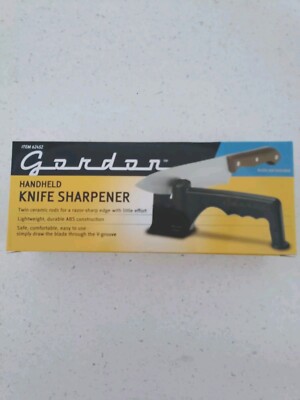 Gordon Knife Sharpener Hand Held V Groove Twin Ceramic Rods ~ With Box ...
