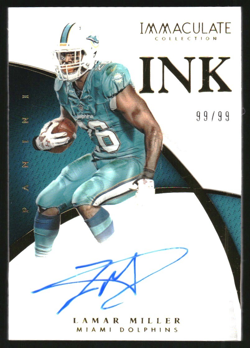 2015 Panini Immaculate Collection - Immaculate Ink #II-LM Lamar Miller ...