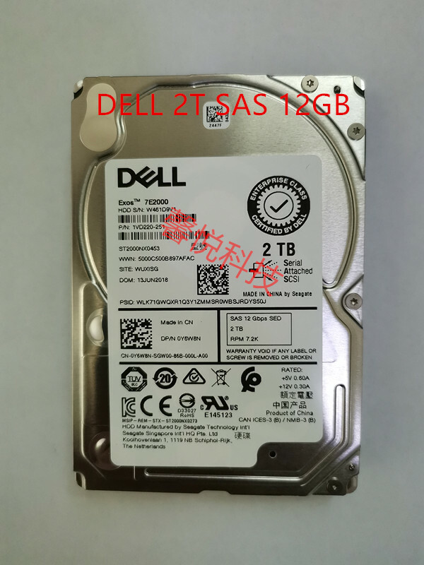 Dell 0TMVN7 TMVN7 2TB ST2000NX0463 7.2K SAS 2.5" SFF 12Gbps Hard Drive ...