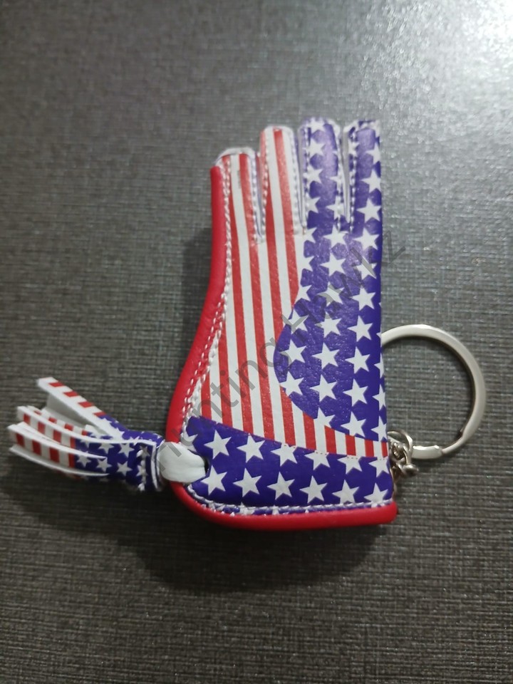 Leather Glove American Flag Printed Keyring (Pack of 25) With Metal ...