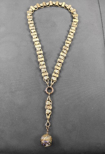 Antique Victorian Gold Filled Leaves Link Book Chain Necklace 51.4g 26 ...