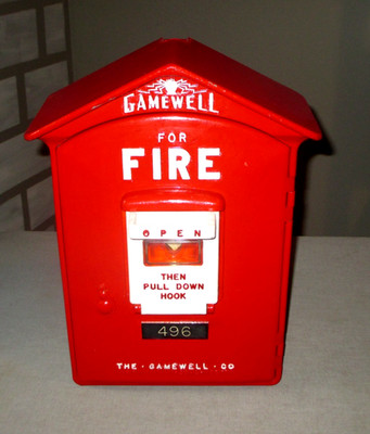VINTAGE GAMEWELL FIRE DEPT ALARM BOX- PULL DOWN HANDLE- LIGHTED ...