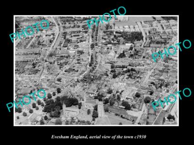 OLD 6 X 4 HISTORIC PHOTO OF EVESHAM ENGLAND AERIAL VIEW OF THE TOWN ...