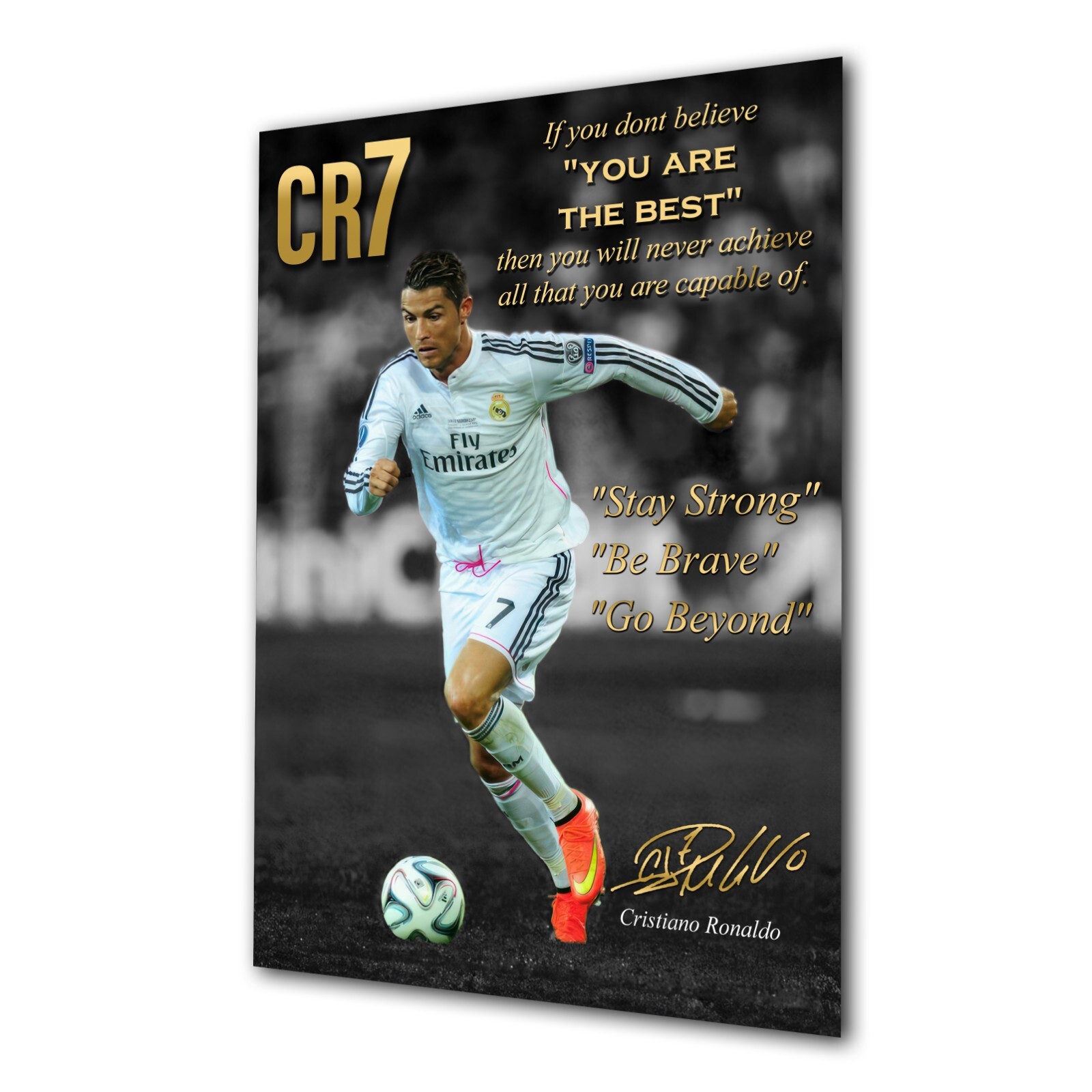 Cristiano Ronaldo CR7 Gold Football Legend Tribute Poster Signed (Copy ...