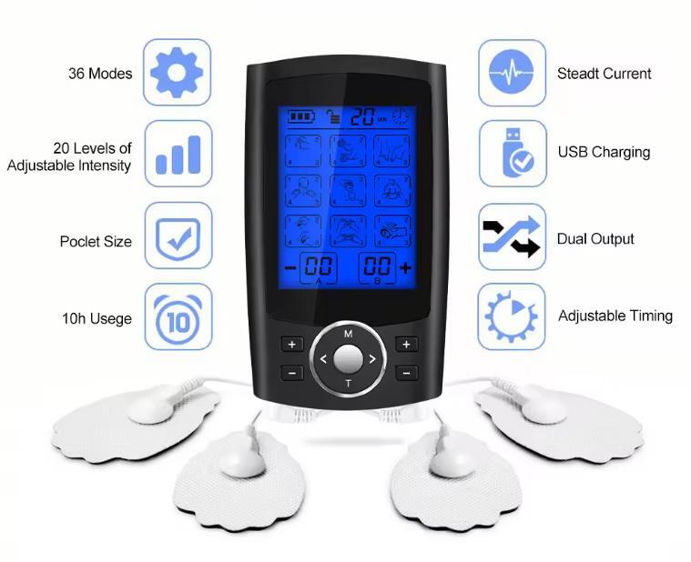 24 Modes Tens Unit Muscle Therapy Pain Relief Stimulator Machine Pulse ...