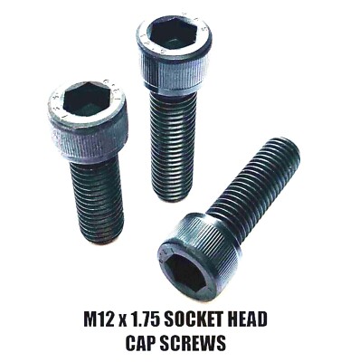 M12 x 1.75 SOCKET HEAD CAP SCREWS -BLACK STEEL - 6 PCS -CHOOSE 35, 40 ...