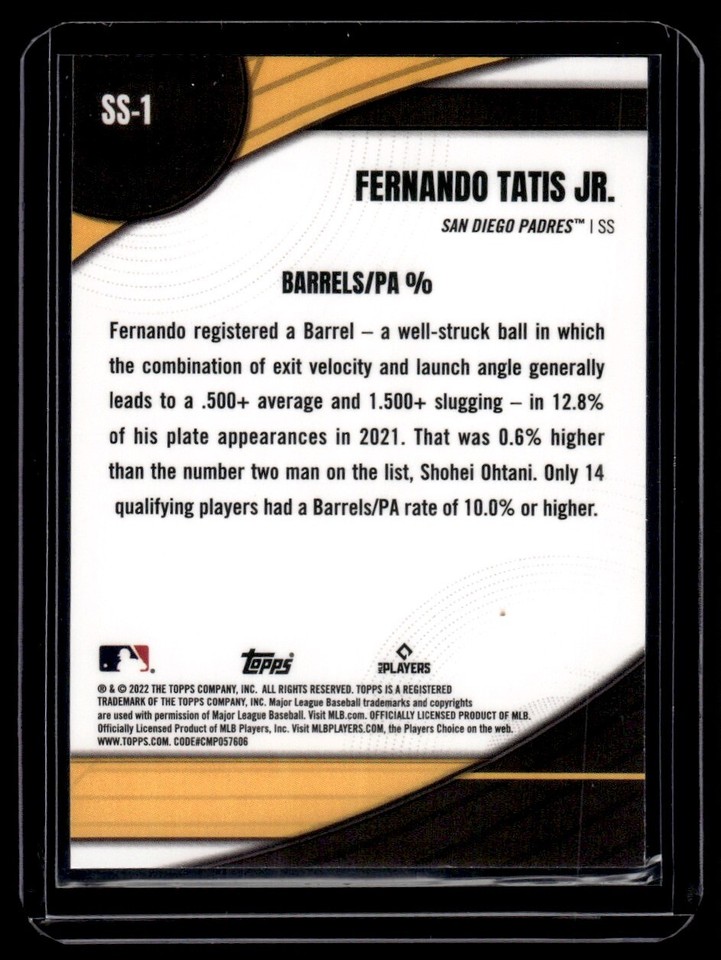 2022 Topps Significant Statistics Fernando Tatis Jr. San Diego Padres # ...