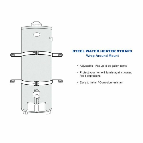 Steel Water Heater Wrap Around Mounting Restraining Straps USA Stock ...