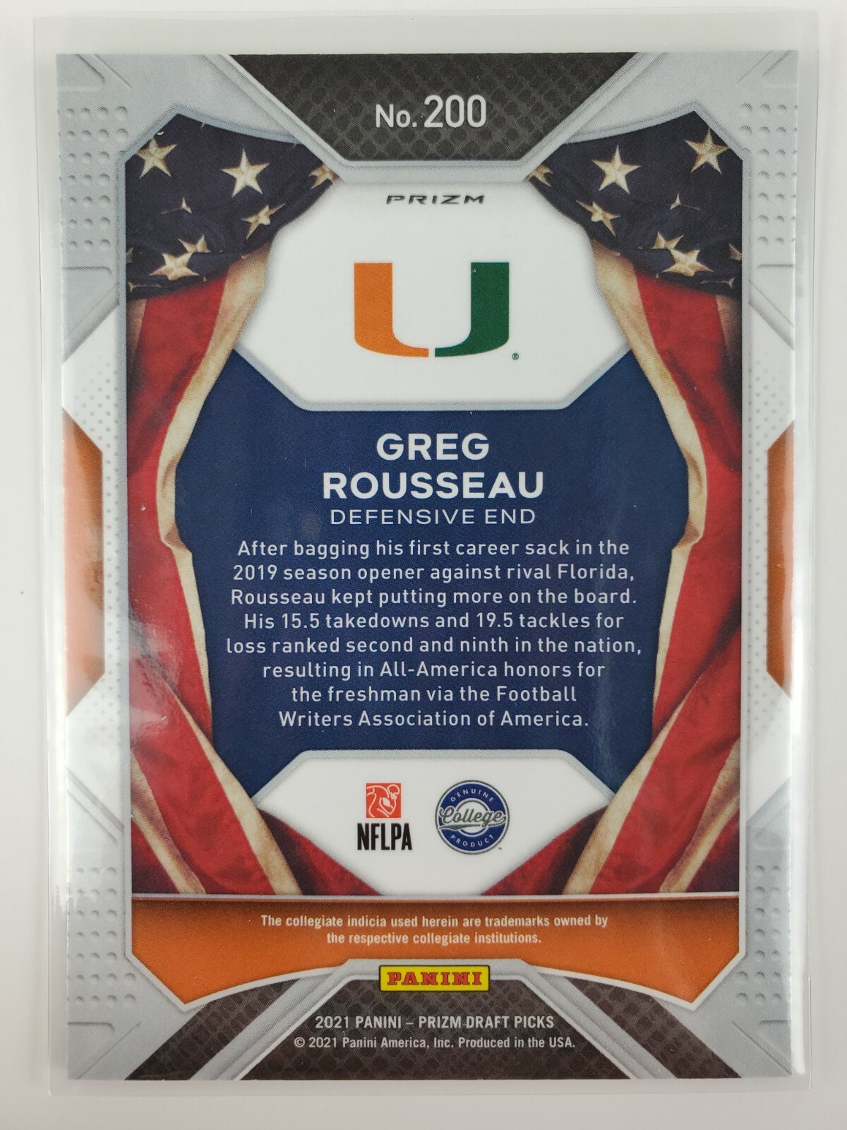 2021 Panini Prizm Draft Picks Greg Rousseau RC All-Americans Green ...