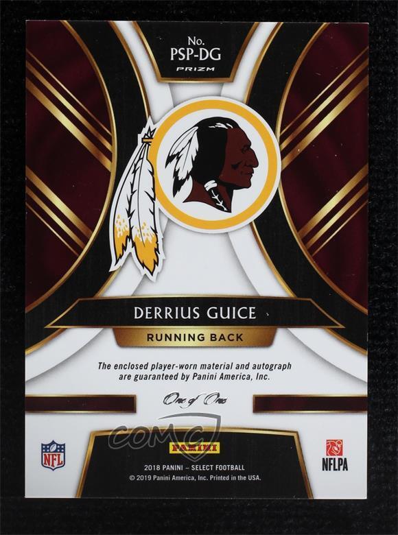 2018 Panini Select Black Prizm Brand Logo 1/1 Derrius Guice Rookie Auto ...