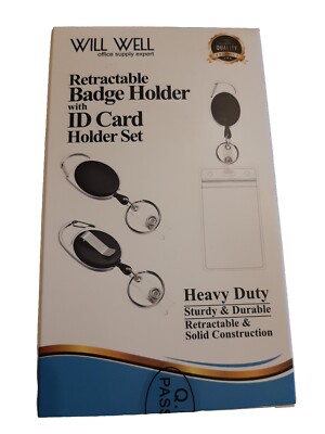 BADGE HOLER RETRACTABLE WITH ID CARD HOLDER SET - NEW IN BOX | eBay