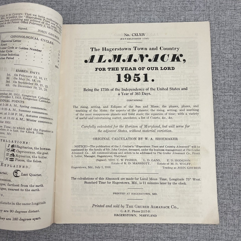 Vintage Lot of 12 Old Farmer's Almanac J Gruber Hagerstown Town Country ...