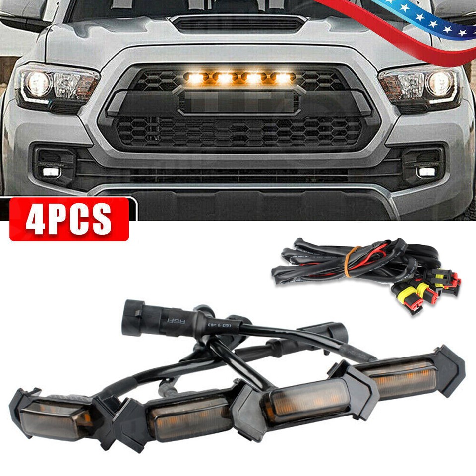 4x Raptor Style LED Amber Grille Lights Kit For Toyota Tacoma TRD Pro ...