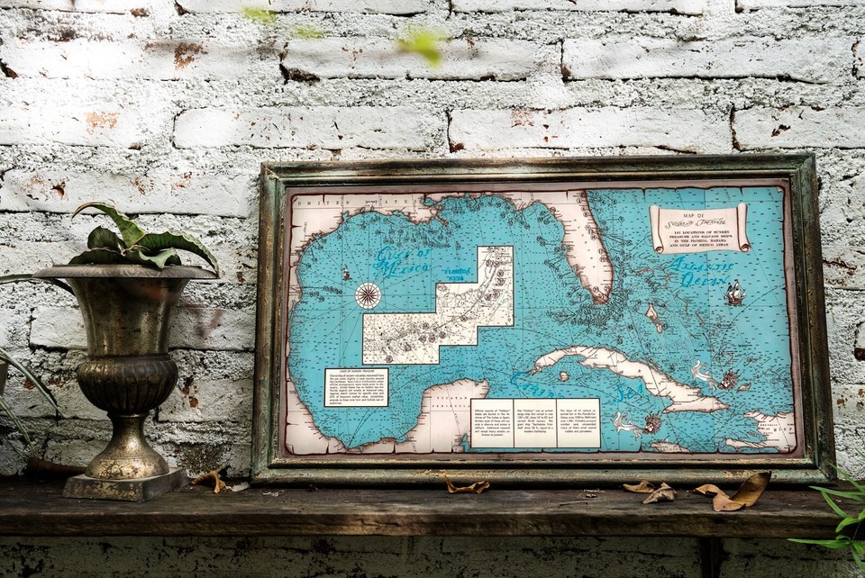 Sunken Treasure Map - Florida, Bahamas, Gulf of Mexico. 1 Map + 1 Index ...