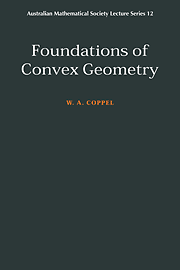 NEW BOOK Foundations of Convex Geometry by W. A. Coppel (1998 ...