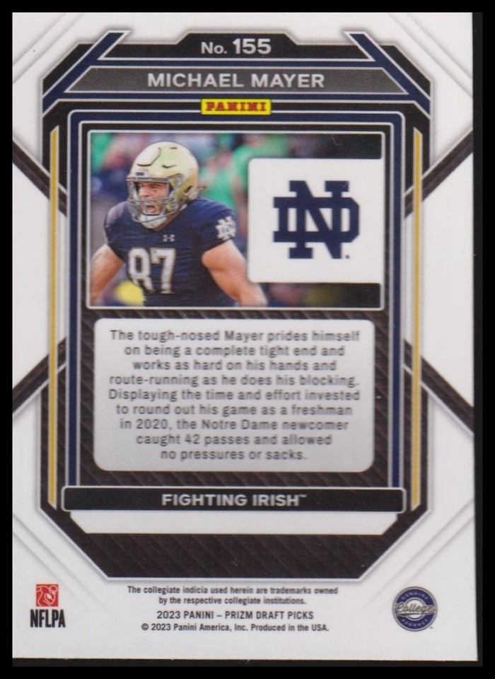 2023 Panini Prizm Draft Picks #155 Michael Mayer | eBay