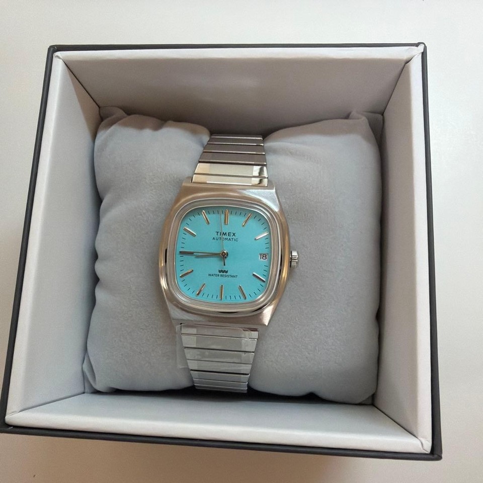 Timex Reissue 1983 E-line Turquoise Blue Dial Watch Retro Analog Quartz ...