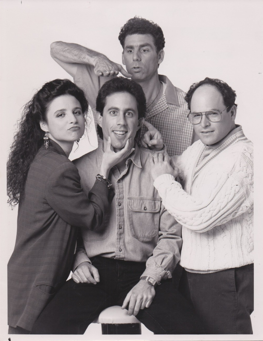 1990 Press Photo Comedian Jerry Seinfeld and Cast in "The Seinfeld ...