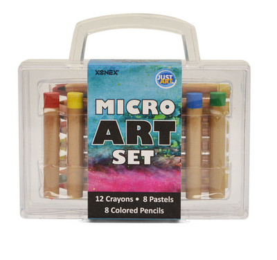 Xonex Micro Art Set, 12 Micro Crayons, 8 Micro Colored Pencils, 8 Micro ...