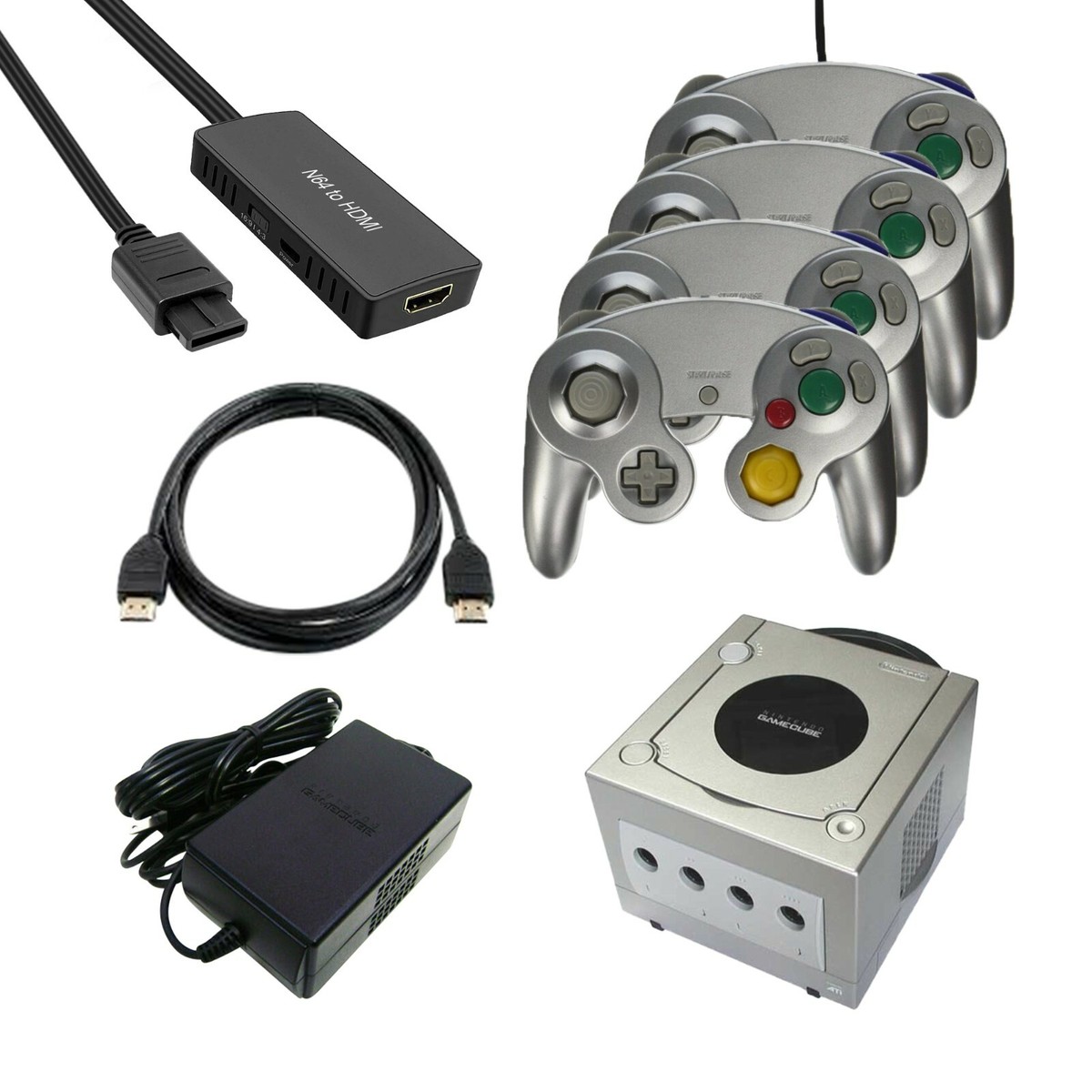 Two Silver Gamecube Black Controller With Black Controllers With One ...