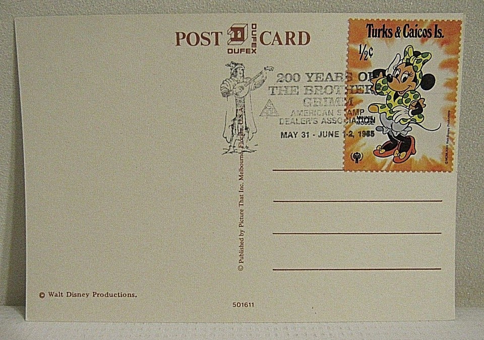 Rare Vintage Disney "Minnie Mouse" Metallic Foil Art Post Card NOS (PC ...