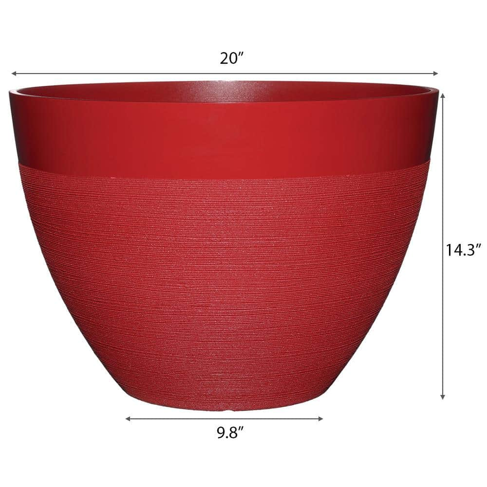 20 inch Red Resin Planter Pot Crank & Weather Resistant Minimalist ...