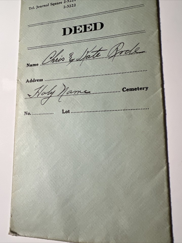 Vintage WILLIAM A McDONALD Undertaker JERSEY CITY NJ Funeral DEED ...