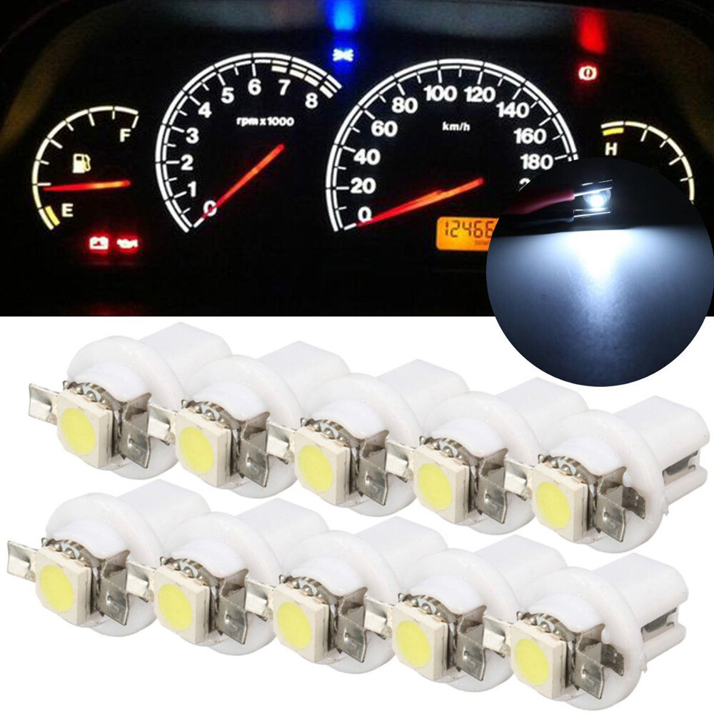 10x T5 B8.5D Car Gauge 5050 1SMD LED Speedo Dashboard Dash Side Light ...