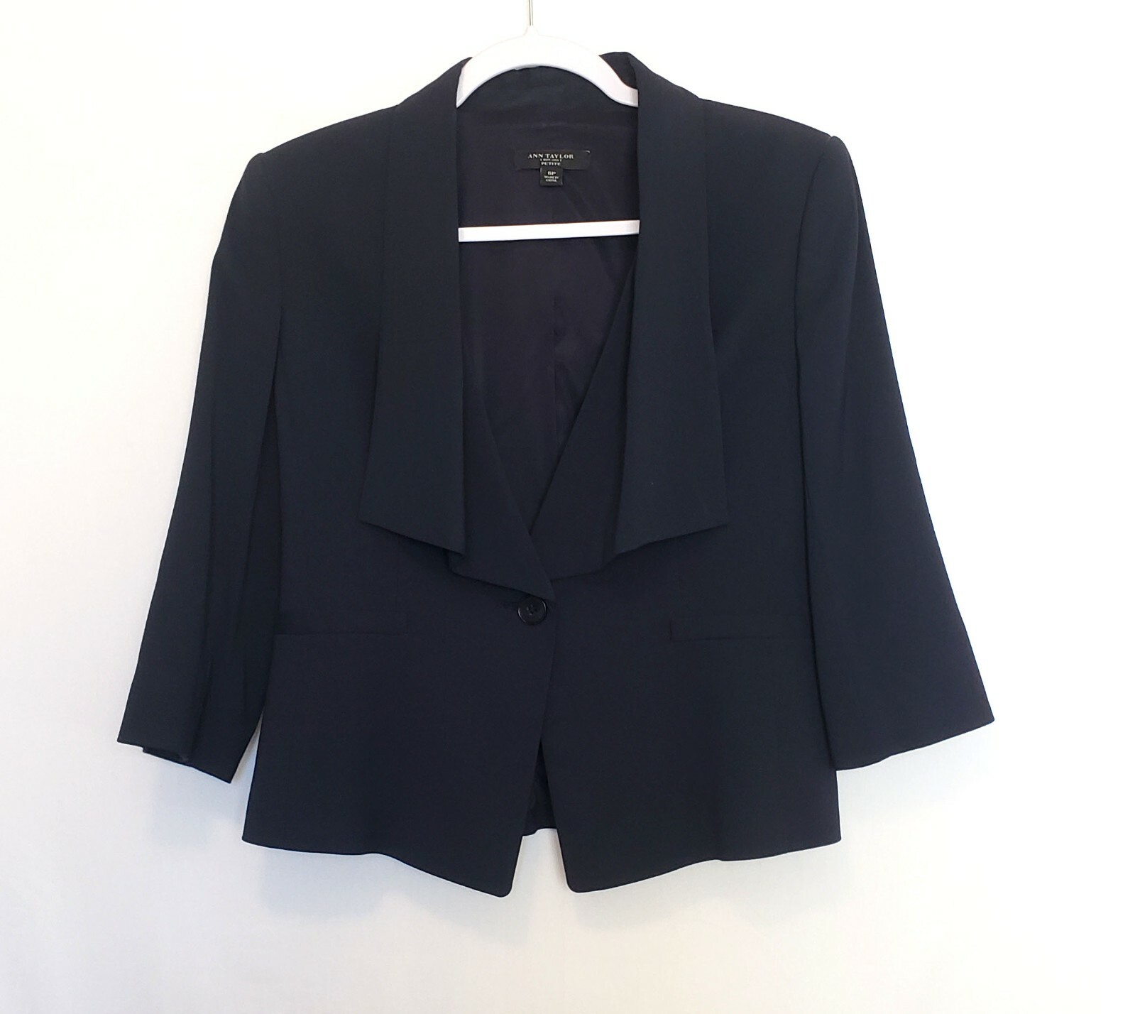 Ann Taylor Loft Navy 1 Button Blazer Jacket Womens Size 6P | eBay