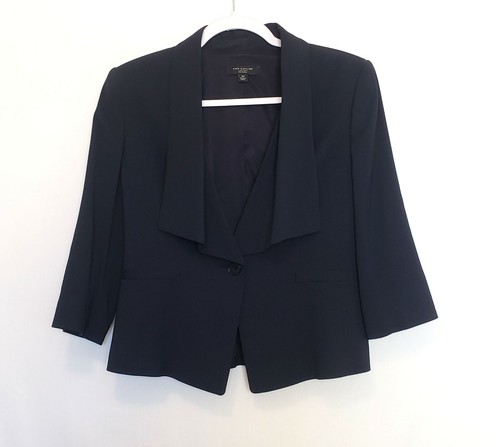 Ann Taylor Loft Navy 1 Button Blazer Jacket Womens Size 6P | eBay