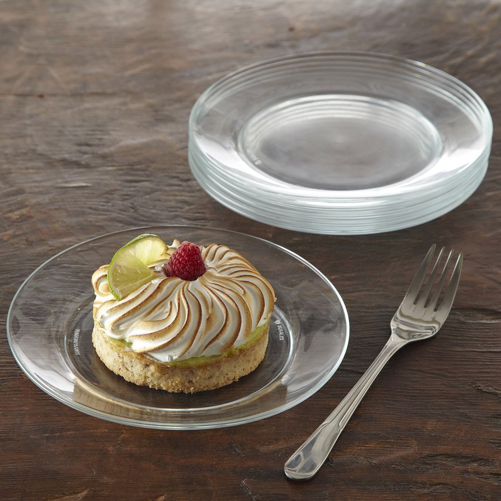 DURALEX LYS CLEAR GLASS DESSERT PLATES - 6pc - 19cm -Dessert Plate ...
