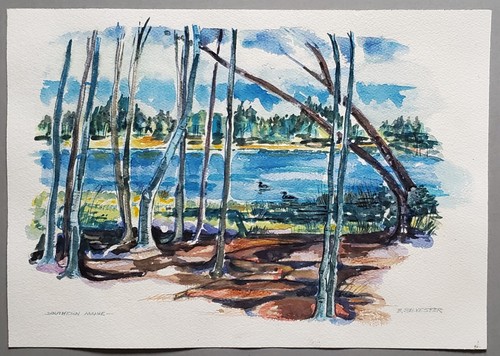 Southern Maine Coastal Original Watercolor Art Painting by B. Sylvester ...