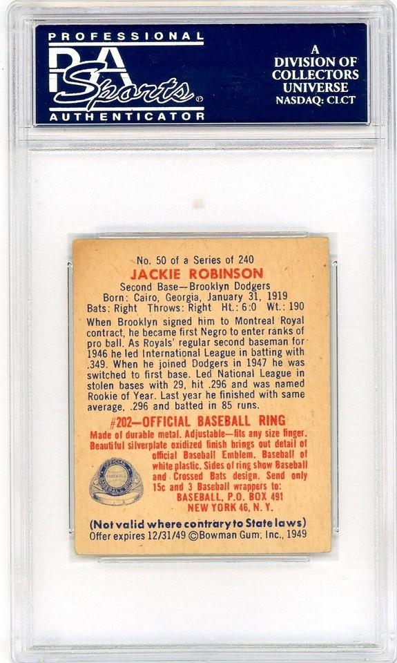 1949 Bowman Jackie Robinson Rookie #50 PSA 4 P1326 | eBay