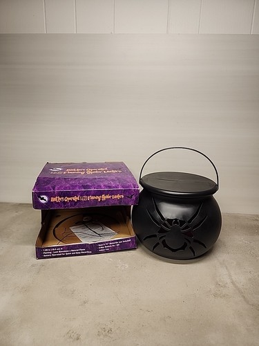 U8 Halloween Spooky Black Cauldron Spider Light Up Decor Battery ...