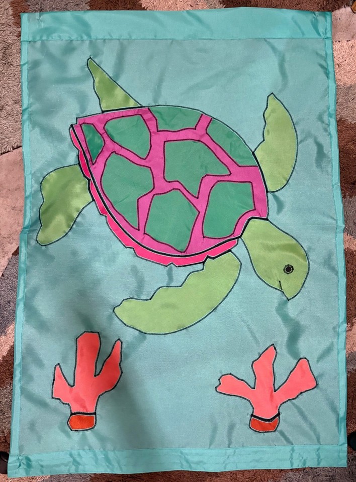 Sea Turtle Beach Nautical Ocean Welcome Handmade Decorative Large Flag ...