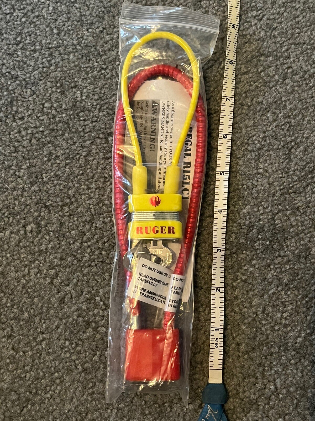 9" Ruger Lock & 15" Red Regal Gun Firearm Cable Lock w 2 Keys 30mm ...