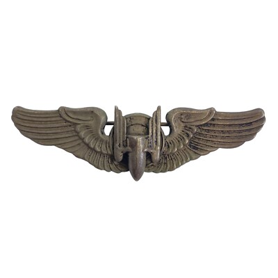 WWII ARMY MILITARY AIR FORCE FULL SIZE AIR GUNNER WINGS STERLING PIN ...