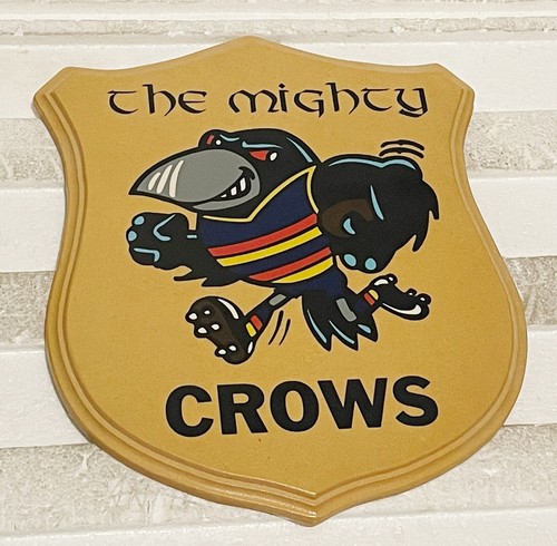 VINTAGE Adelaide Crows WOODEN PLAQUE SHIELD Glossy AFL Football ...