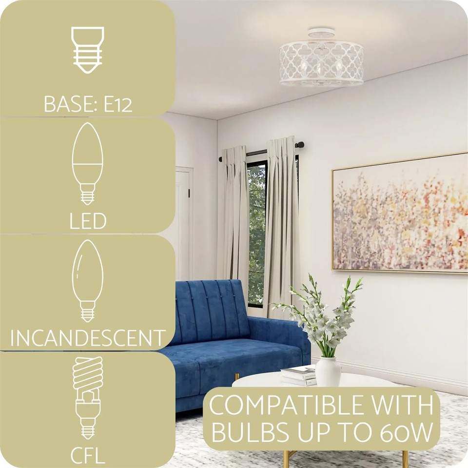 Kira Home Sutton 16" 3-Light Modern Semi-Flush Mount Ceiling Light ...