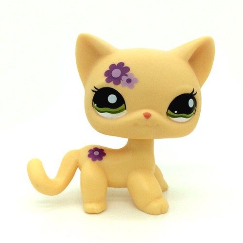 Rare Littlest Pet Shop LPS Purple flower Kitty Cat Green Eyes Toys ...