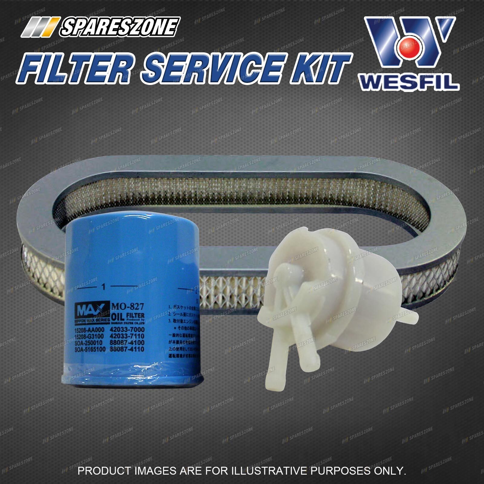 Wesfil Oil Air Fuel Filter Service Kit for Subaru Brumby A69 AT5 AU5 1 ...
