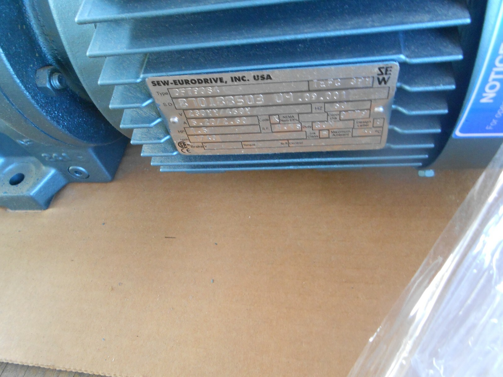 New Sew Eurodrive Electric Motor and Reduction Gear 1.5 HP – Free ...