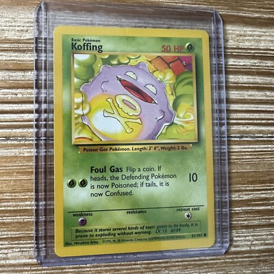 Pokemon Card Base Set Koffing 51/102 WOTC 1999 Unlimited Vintage MP-HP ...