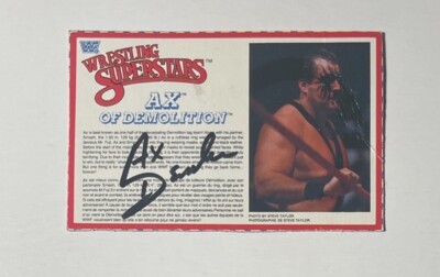 SIGNED AUTO WWF Wrestling Superstars Cut Bio File Card LJN Ax of ...