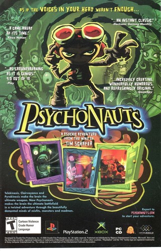 2005 PSYCHONAUTS Video Game PRINT AD WALL ART - XBOX, PS2 - A PSYCHIC ...
