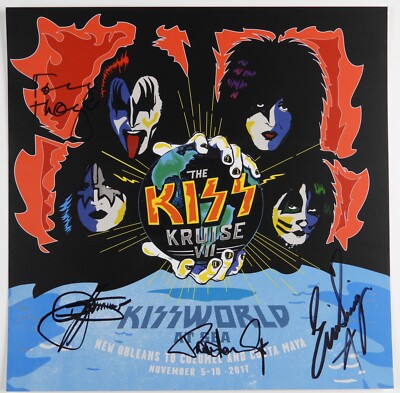 KISS JSA Signed Autograph 12 x 12 Gene Simmons Paul Stanley Kruise ...