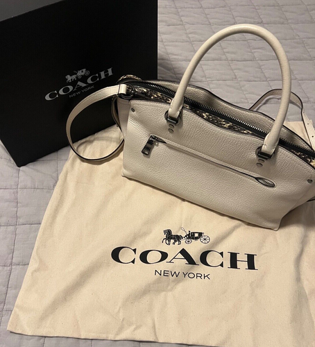 Coach Drew Satchel Pebble Leather Snakeskin Detail Handbag 67710 Chalk ...