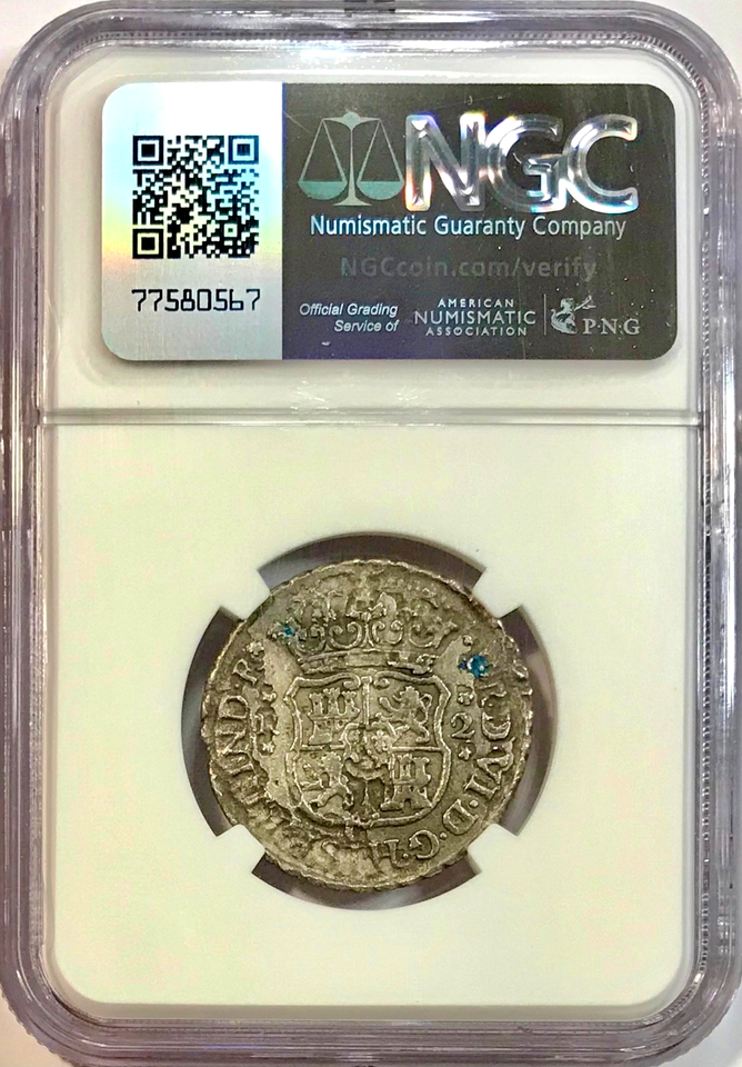 1751 Mexico 2R Real EL CAZADOR Silver Shipwreck Treasure Coin NGC ...
